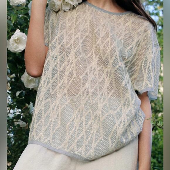 Zara | Tops | Nwt Zarametallic Thread Jacquard Knit Tops | Poshmark
